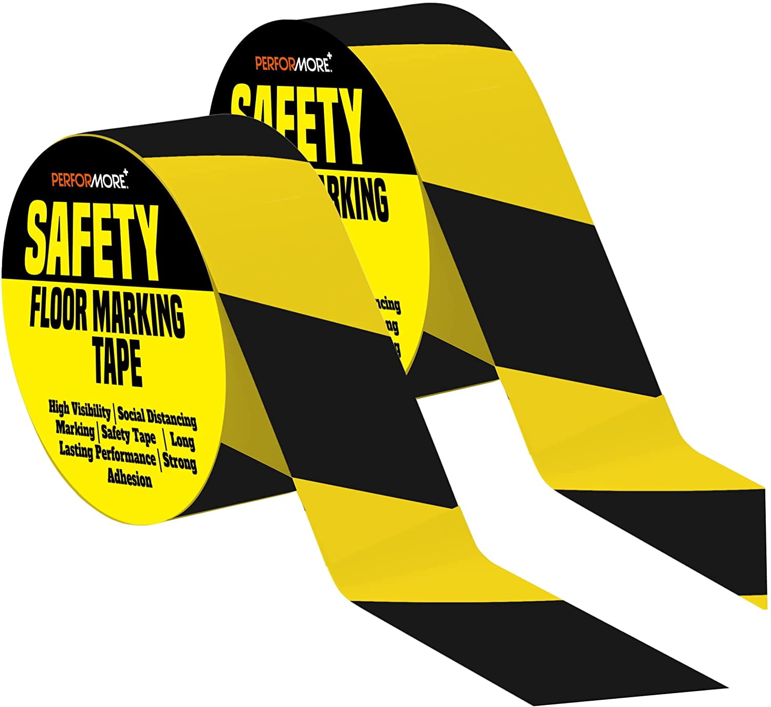 Durable Black & Yellow Striped Safety Marking PVC Tape 2