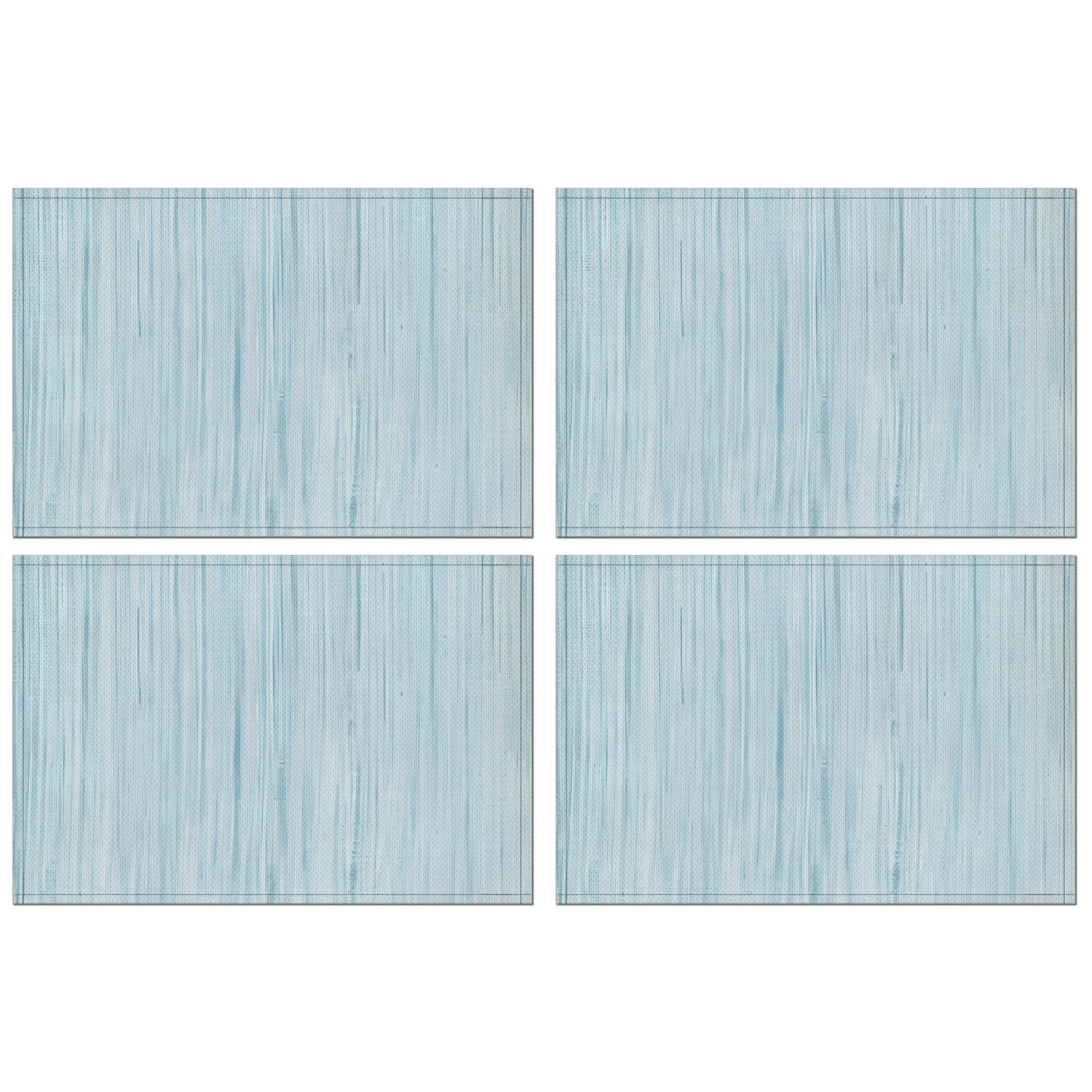 Durable Blue Linen Placemats, Set of 4 – Stain Resistant Table Place ...