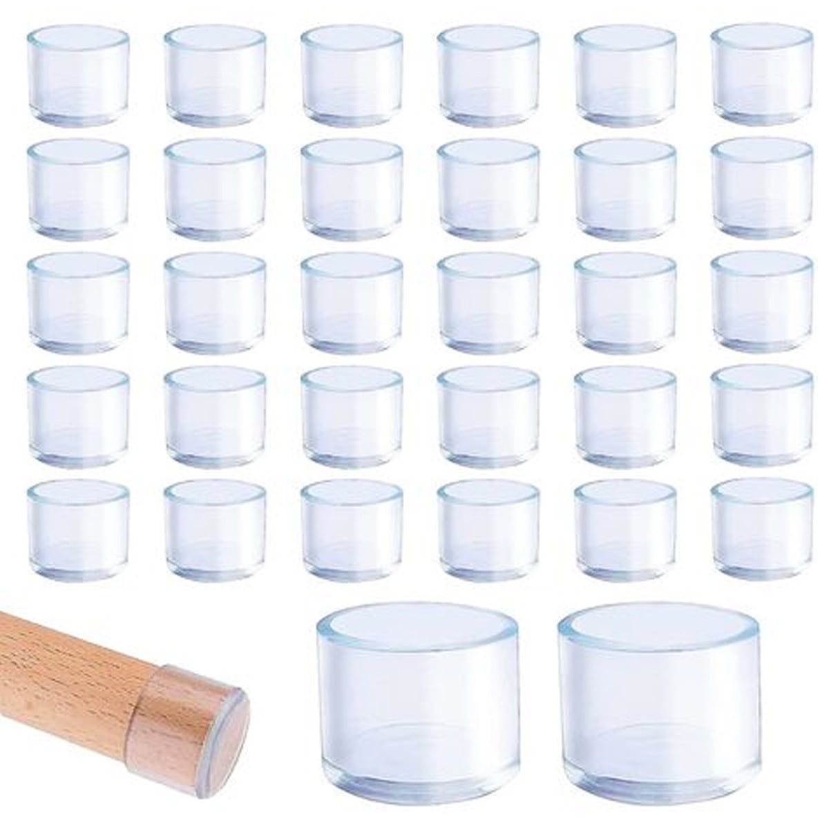 Soft Plastic Table Leg Tips 32pcs Clear Plastic Round Chair Leg Caps ...