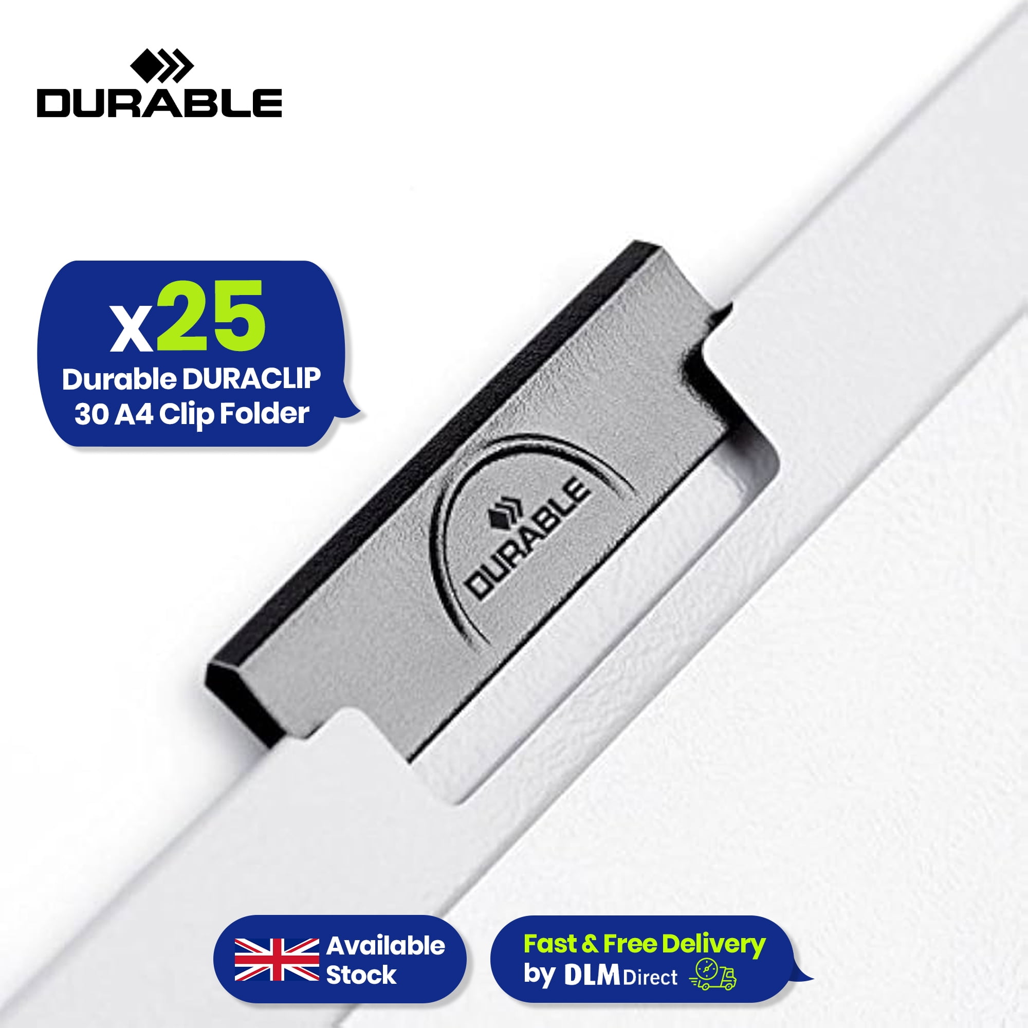 Durable DURACLIP A4 Project Folder 25 Pack 30 Sheets Holder Metal Clip ...