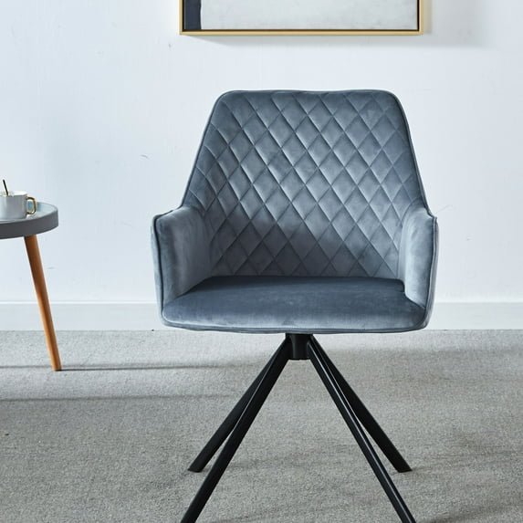 Durable Desk Chair, Blue Polyester Cotton, 4 Carbon Steel Legs ...