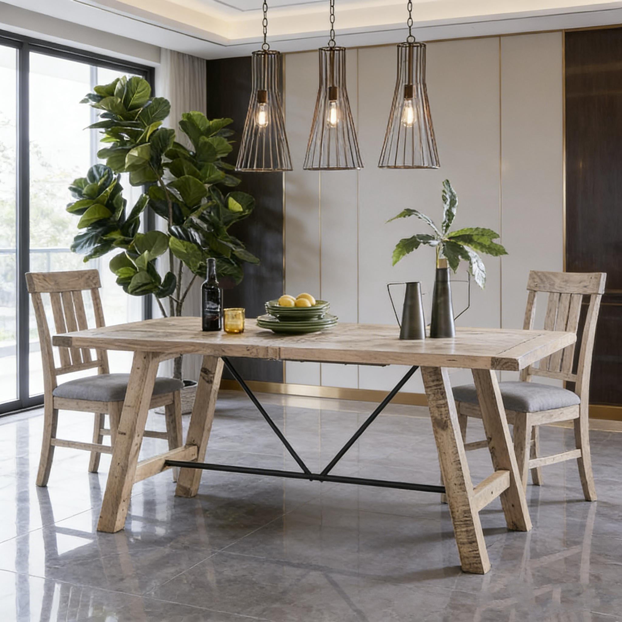 Durable Dining Table, Easy-Clean Top with Heavy-Duty Metal Legs, Large ...