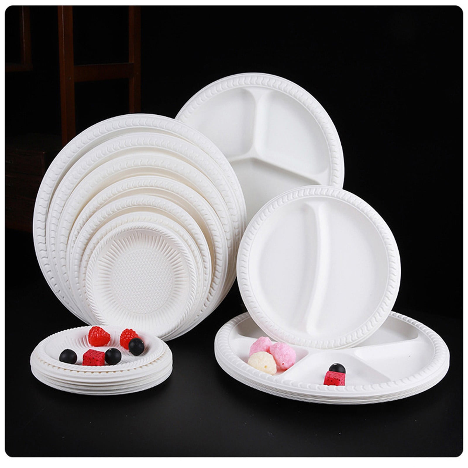 Durable Disposable White Paper Plates 8 Inch, 50 Count, Eco-Friendly ...