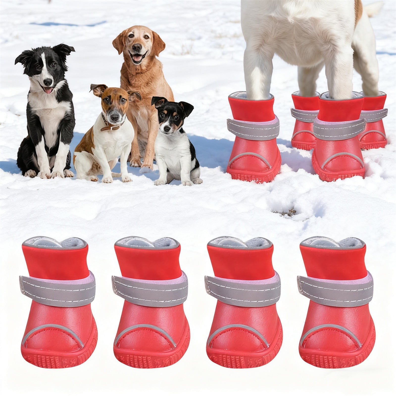 Durable Dog Boots Waterproof Puppy Shoes Dog Booties with Reflective ...