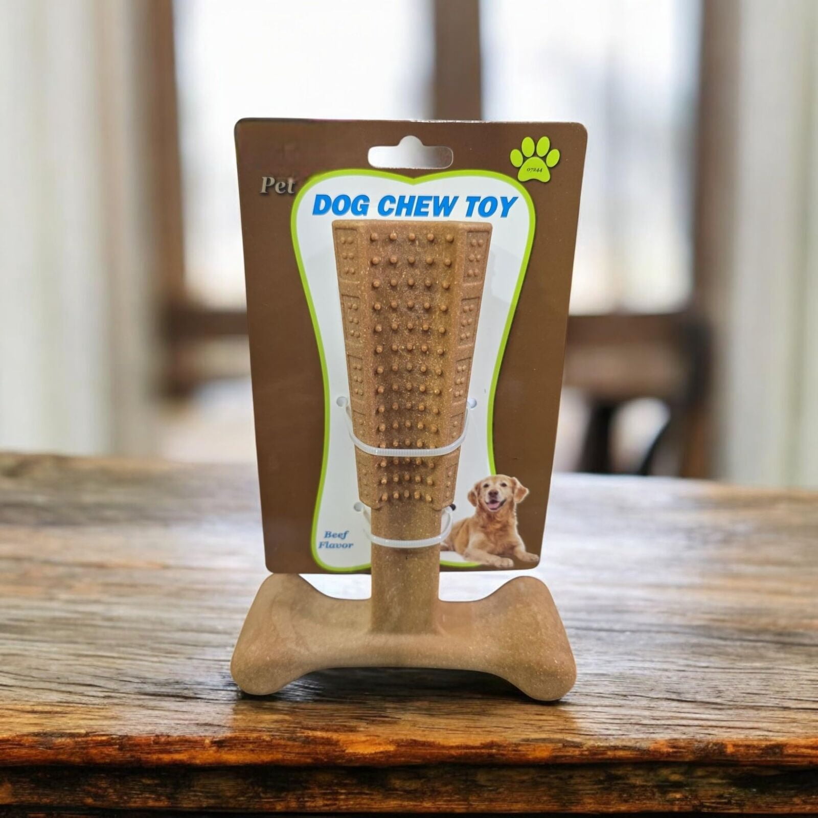 Durable Dog Chew Toy, Beef Flavor, Wood Texture with Nubs, Non-Animal ...