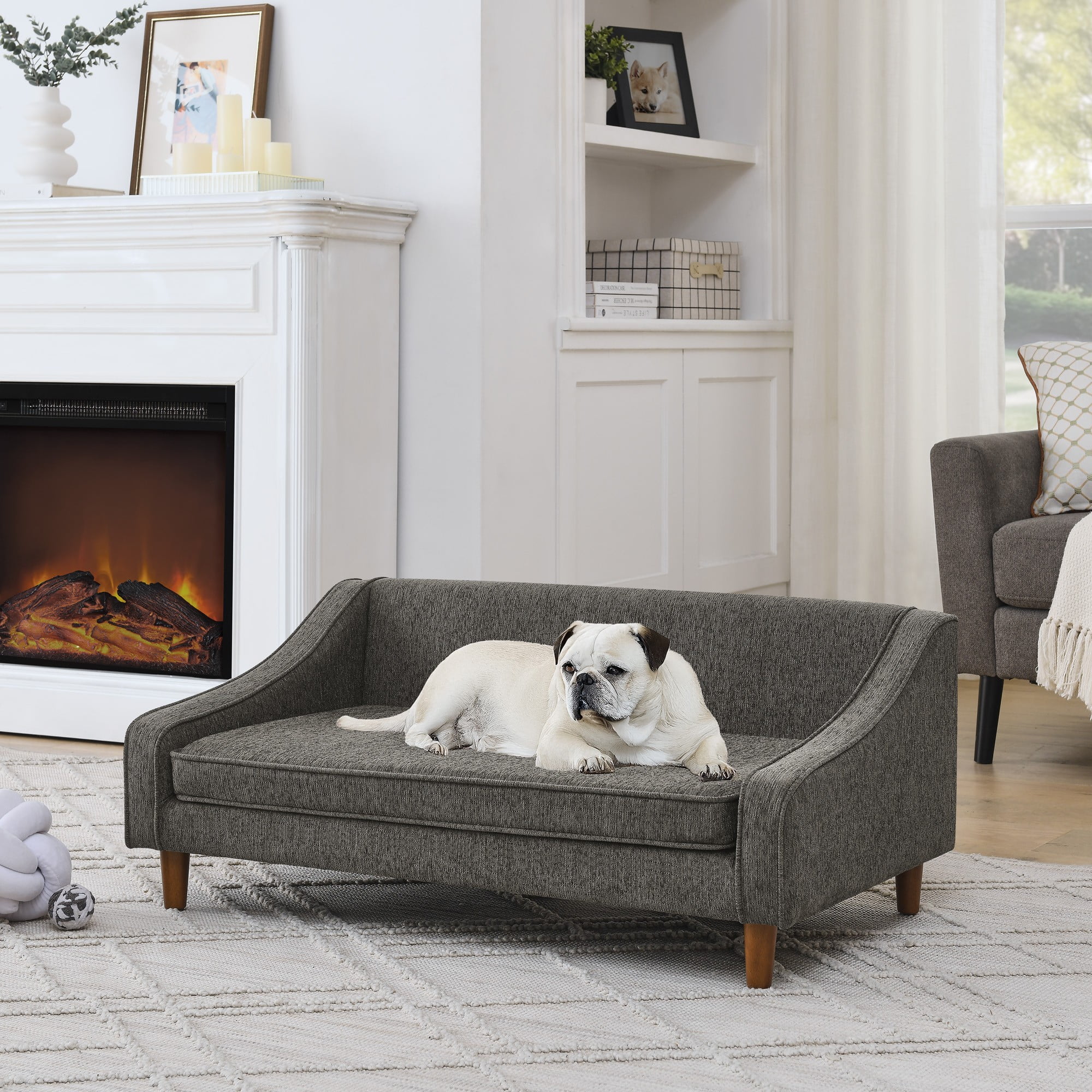Durable Elevated Dog Sofa Bed,Pet Sofa with Modern Irregular Armrest ...
