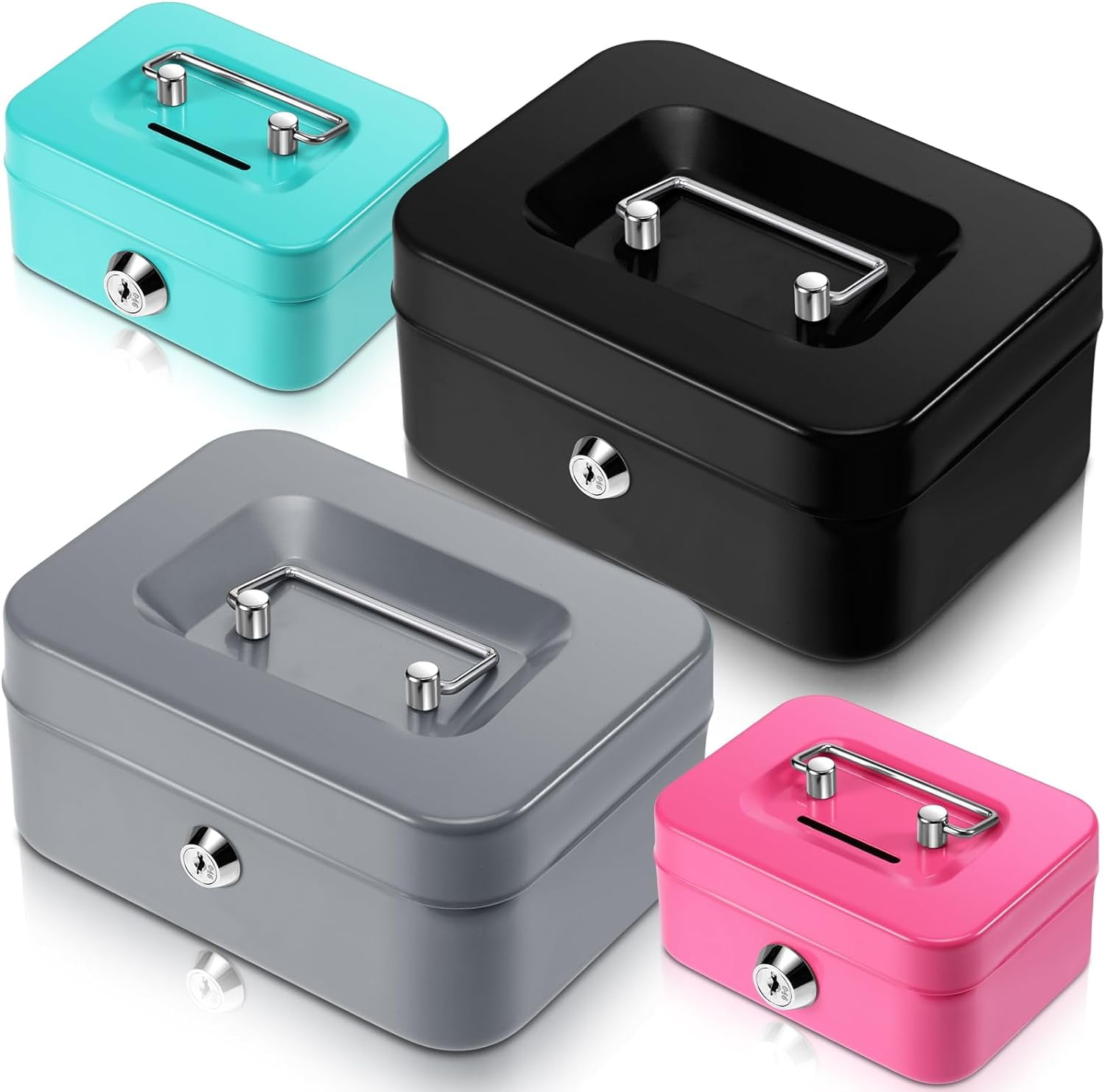 Durable Fashion Security Lockable with Coin Slot Metal Coin Saving Box ...
