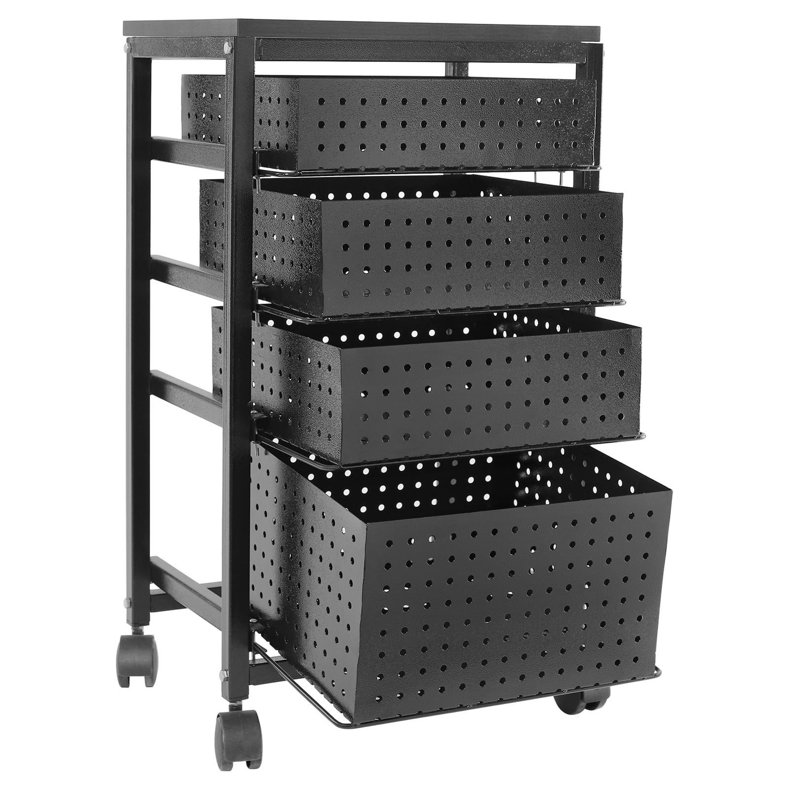 Durable File Cart with 4 Lockable Wheels, High Load Capacity ...