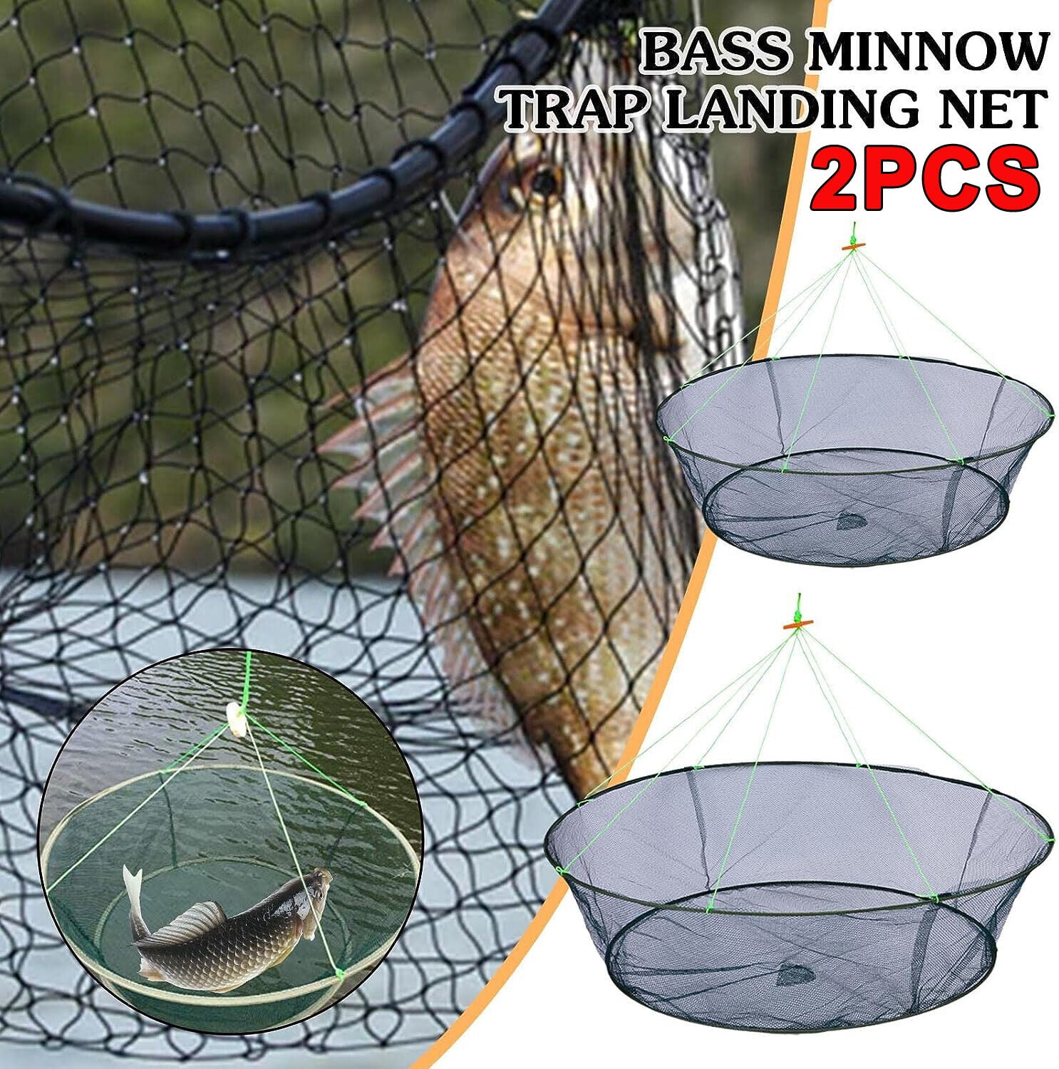 Durable Fishing Bait Trap Crab Net Crawdad Shrimp Cast Dip Cage Fish ...