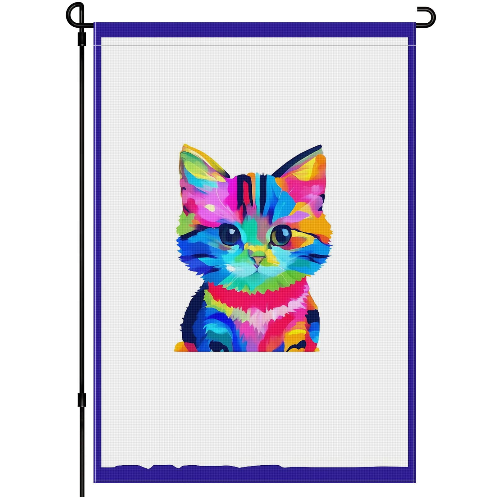 Durable Fluffy Cat Kitty Outdoor Garden Flag Double-Colored Colorful ...