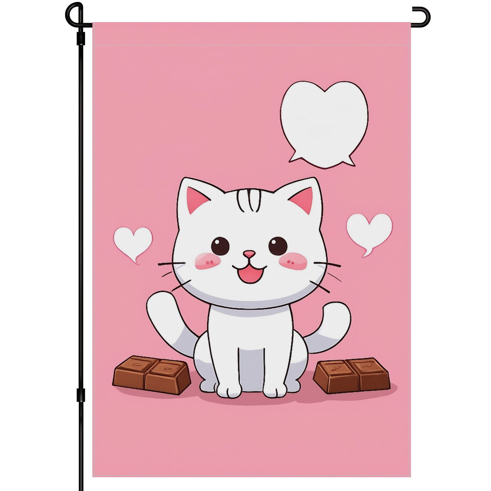 Durable Fluffy Cat Welcome Cat Large Garden Flag Cartoon Style Kitten ...