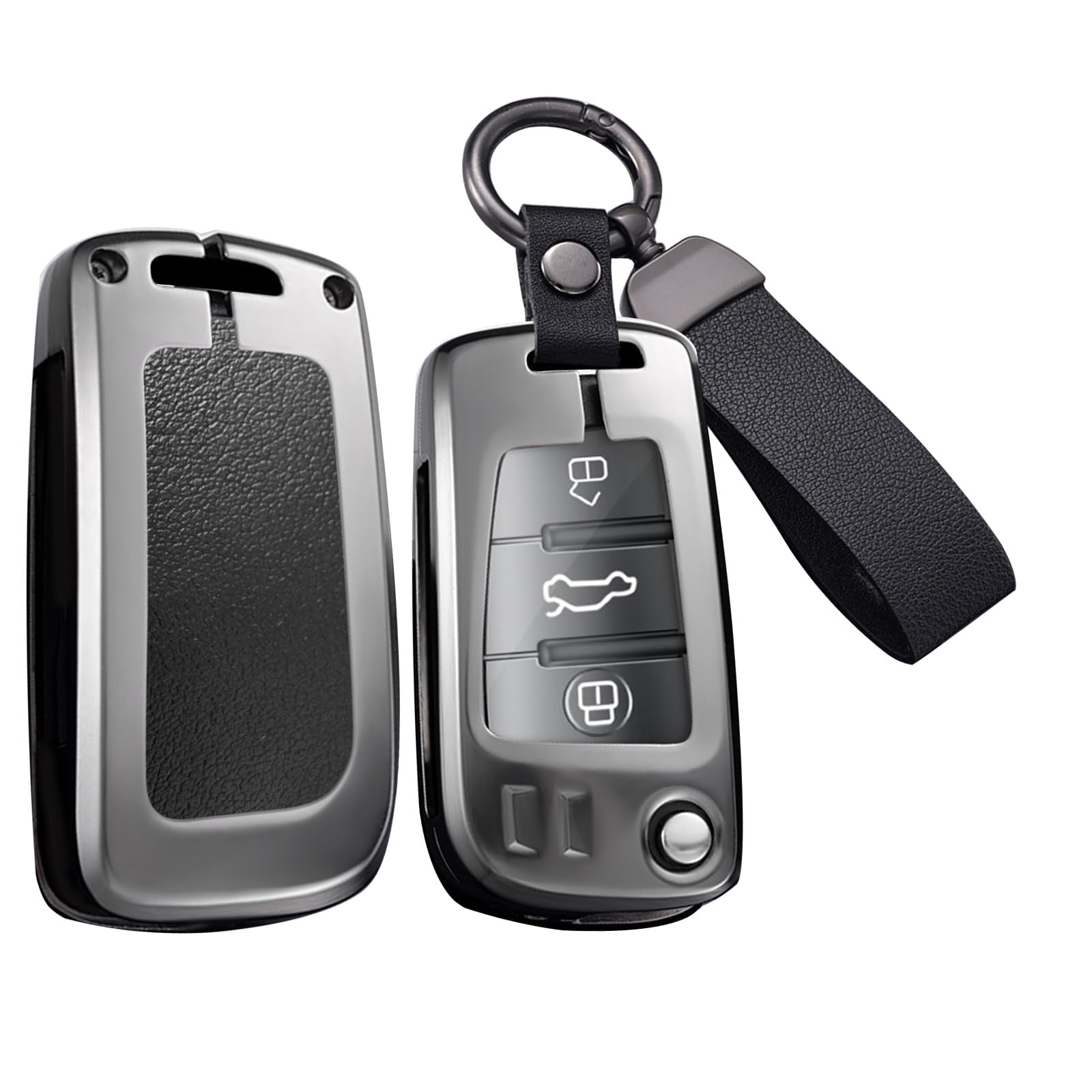 Durable Folding Alloy and Leather Remote Key Case for Audi A1 A3 A4 Q2L ...
