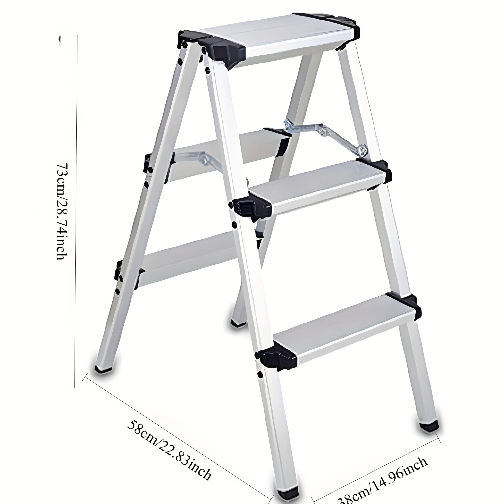 [Durable Folding Ladder] Lightweight & Durable Double-Sided Aluminum ...