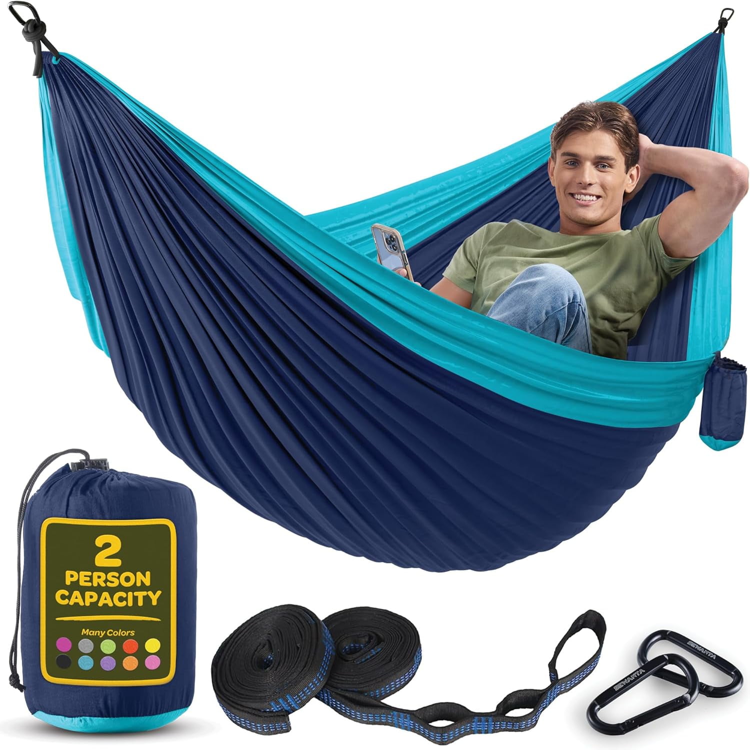 Durable Hammock 500 lb Capacity, Nylon Camping Hammock Chair - Double ...
