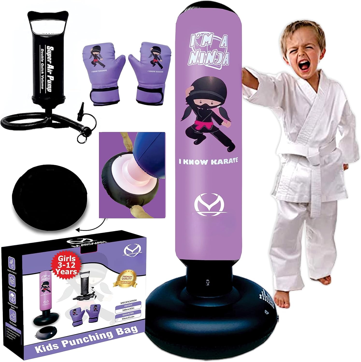 Durable Inflatable Kids Punching Bag for Karate and Boxing – Bounce ...