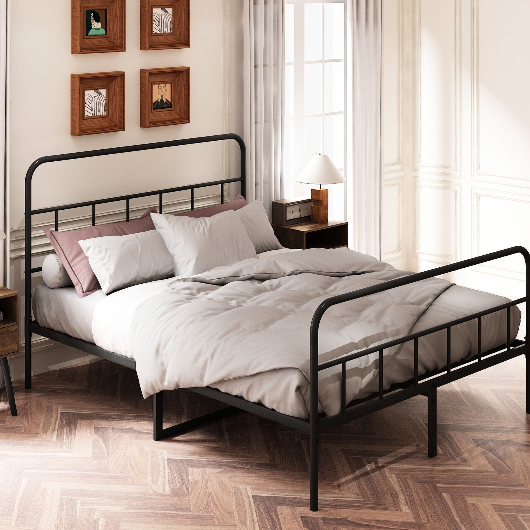 Durable Iron Frame, No Box Spring Required | Queen Bed Frame for ...