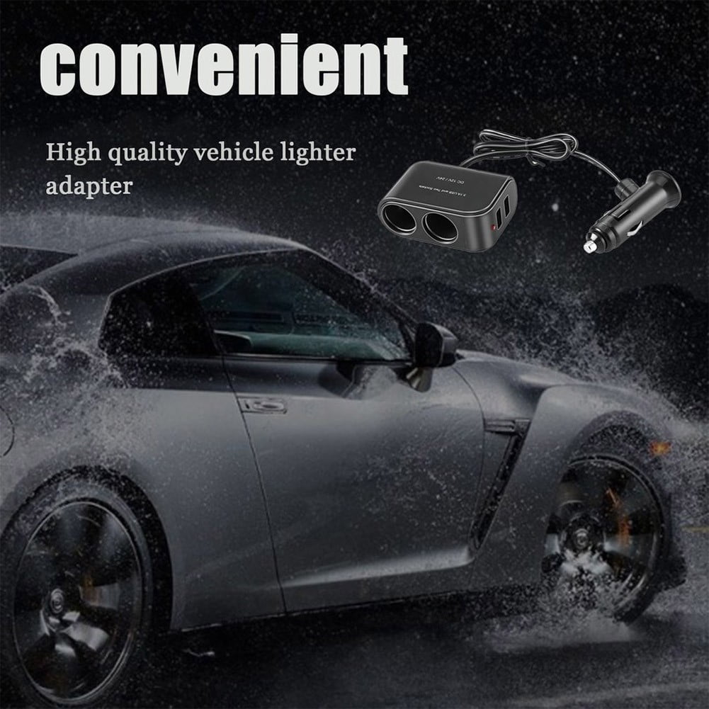 Durable Lighter Adapter Adapter Black Cigar Lighter Dual USB For Smart ...