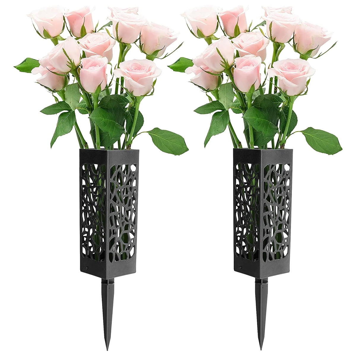 Durable Memorial Cemetery Floral Vases, Square Vase with Hollow ...