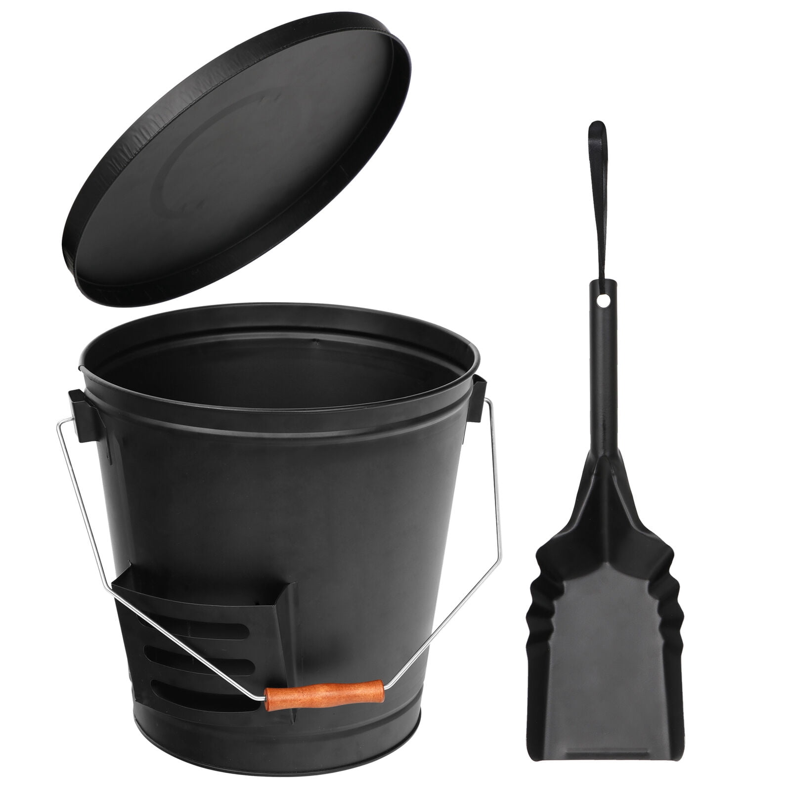 Durable Metal 5.15 Gallon Ash Bucket With Lid And Shovel For Wood ...