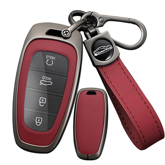 Durable Metal Frame Key Fob Case with Genuine Leather Strap, Universal ...