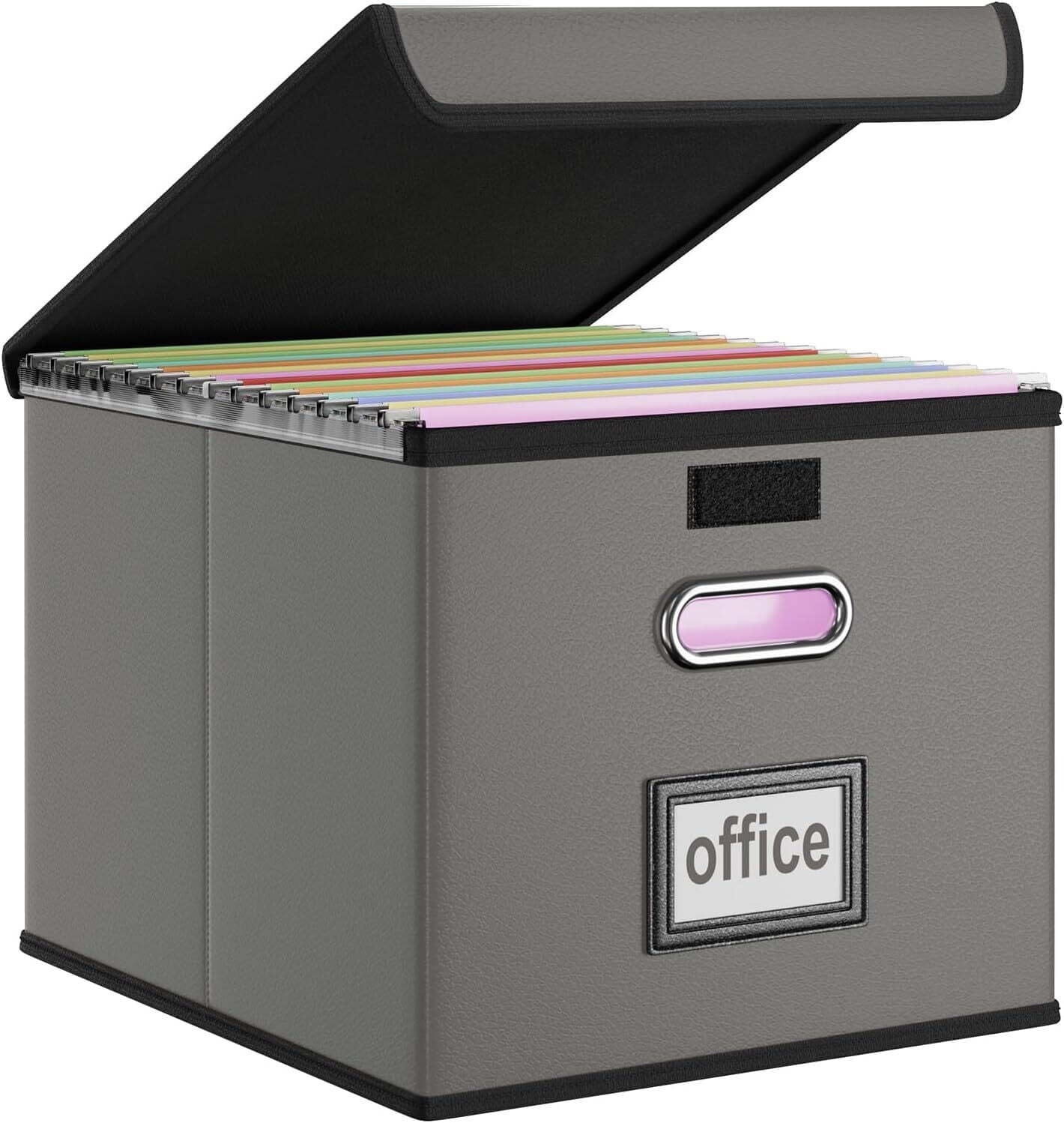 Durable Multifunction Linen Fabric File Folder Storage Box with Lid C ...