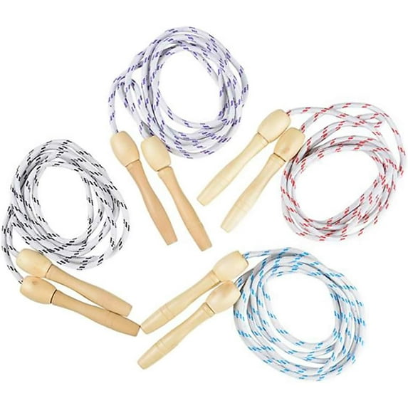 Durable Nylon Jump Rope 2-Pack With Wooden Handles 7-Foot Indoor ...