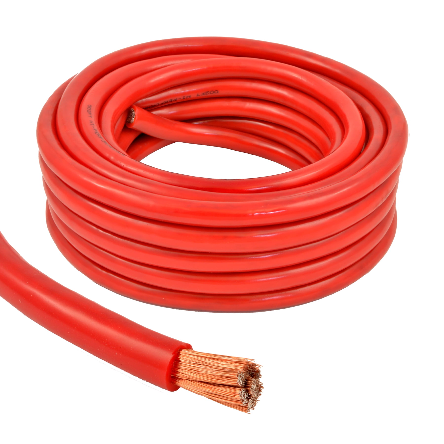Durable 4GA CCA Red Power Ground Wire Cable, 25 Ft, Electrical Amp for ...