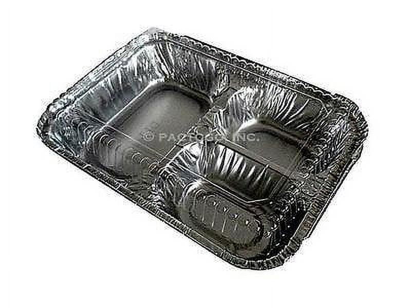 Durable Packaging 3-Compartment Oblong Aluminum Foil Take-Out Pan w ...