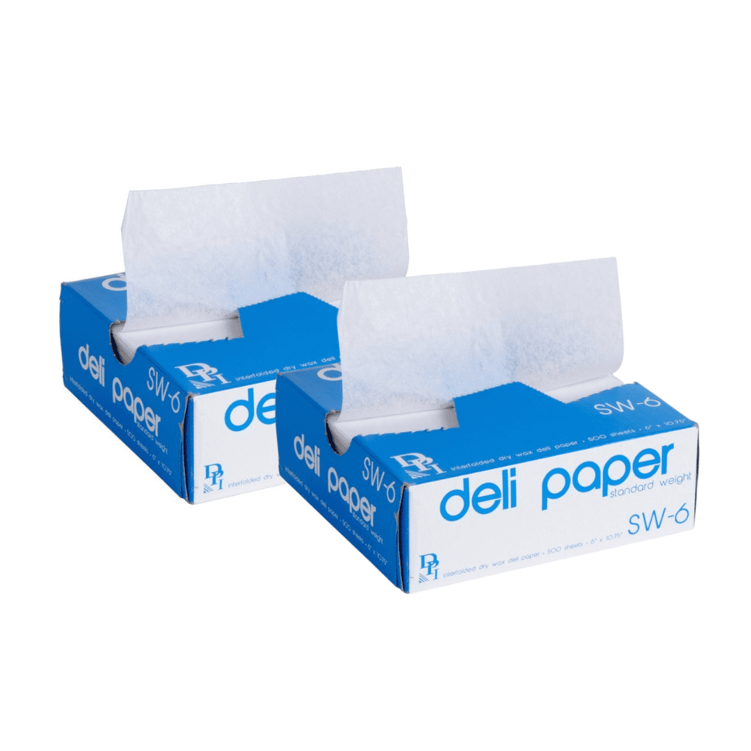 Durable Packaging SW-6 Interfolded Deli Wrap Wax Paper, 6" x 10 3/4", 500 Sheets per Pack, Pack ...
