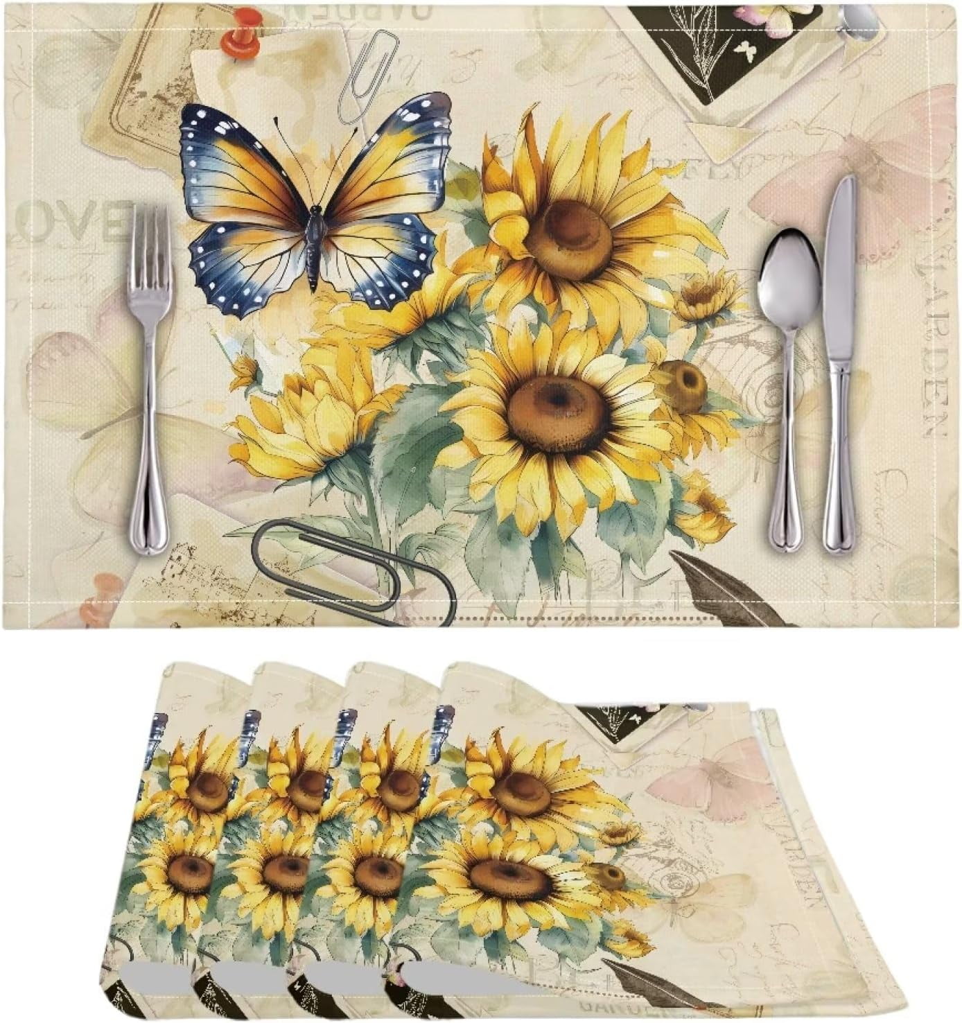 Durable Placemats Set of 4, Dining Table Woven Vinyl PVC Placemat ...