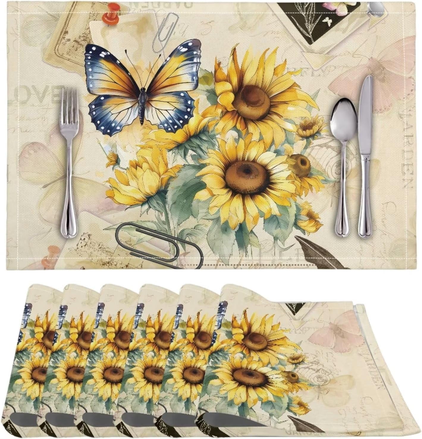 Durable Placemats Set of 6, Dining Table Woven Vinyl PVC Placemat ...