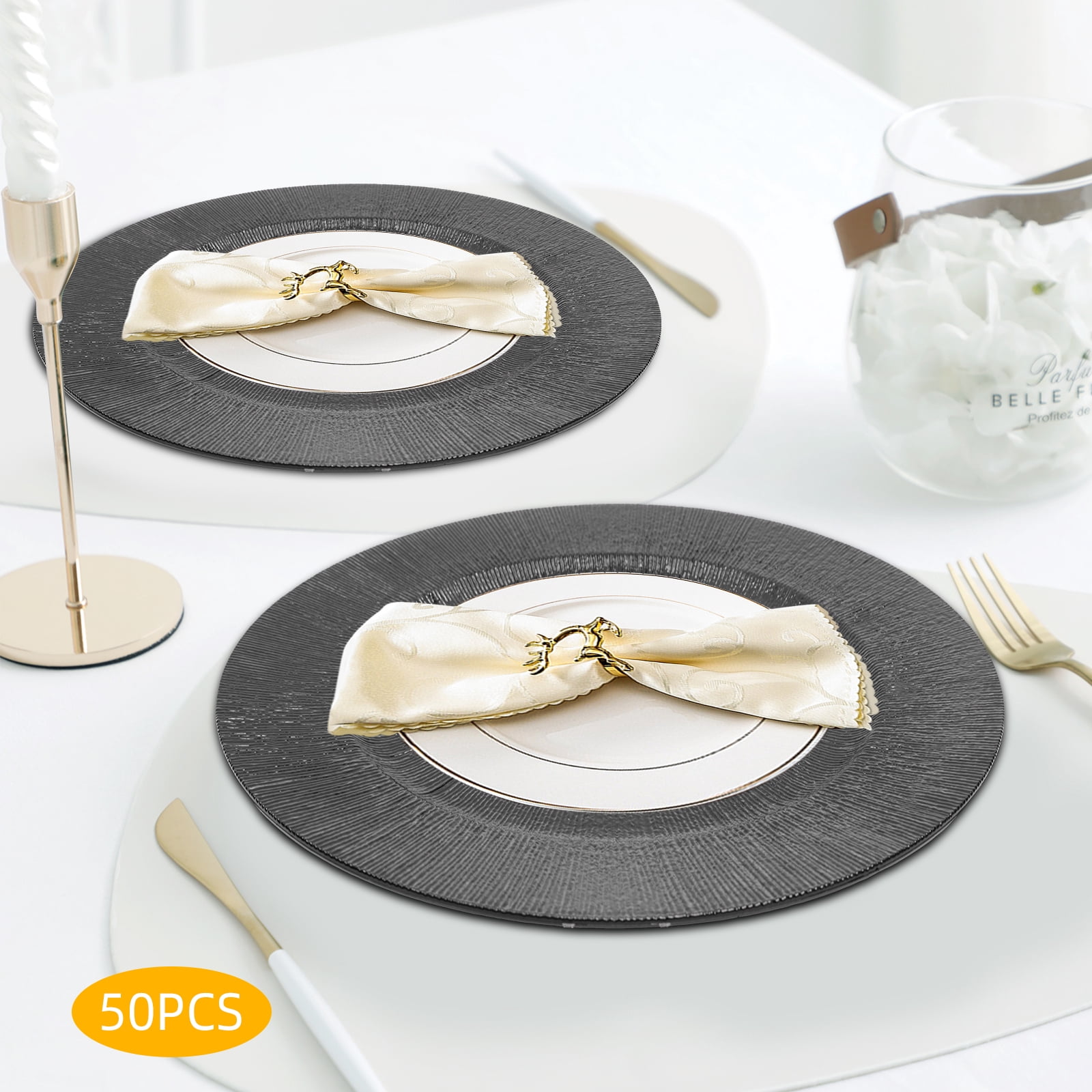 Durable Plastic Dining Plate Set with Smooth Edges – 12.99" Round ...