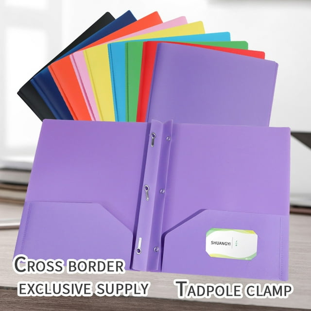 Durable Plastic Folders with 2 Pockets Heavy Duty File Folder with ...
