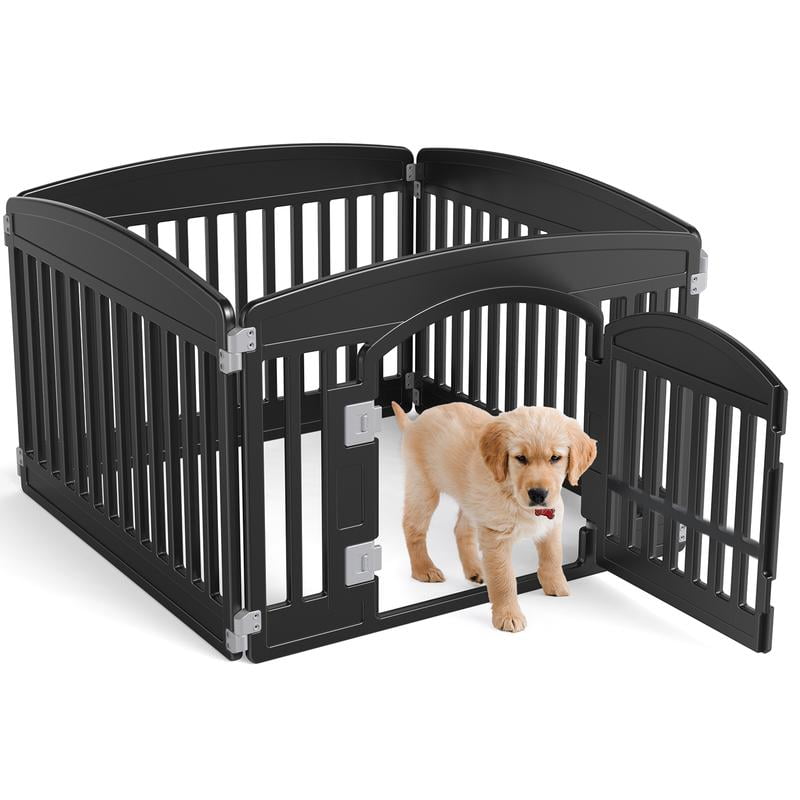 Durable Plastic Pet Playpen with Lockable Door - Non-Slip Bottom for ...
