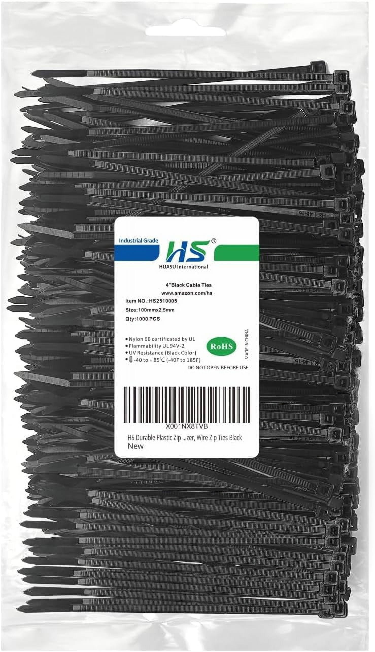 Durable Plastic Zip Ties 4 Inch (Bulk-1000 Pack) Small Tie Wraps Thin ...