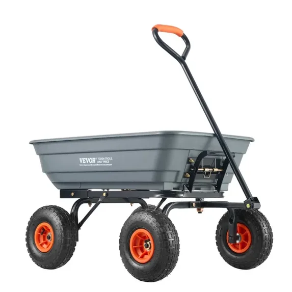 Durable Poly Garden Dump Cart 600 lbs Capacity 10 Inch Wheels Steel ...