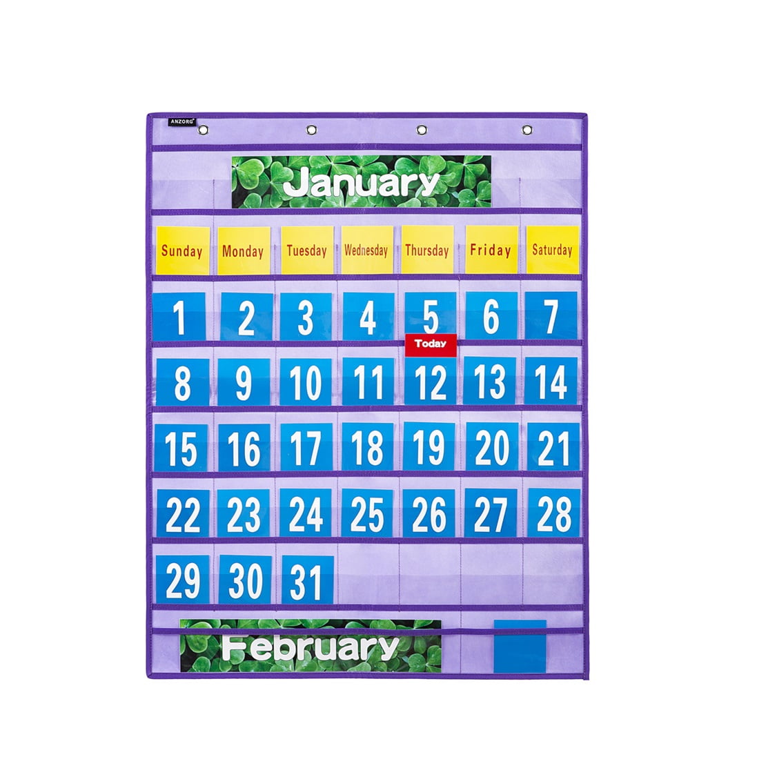 Durable Polyester Monthly Calendar Pocket Chart Kit for Classroom - 32 ...