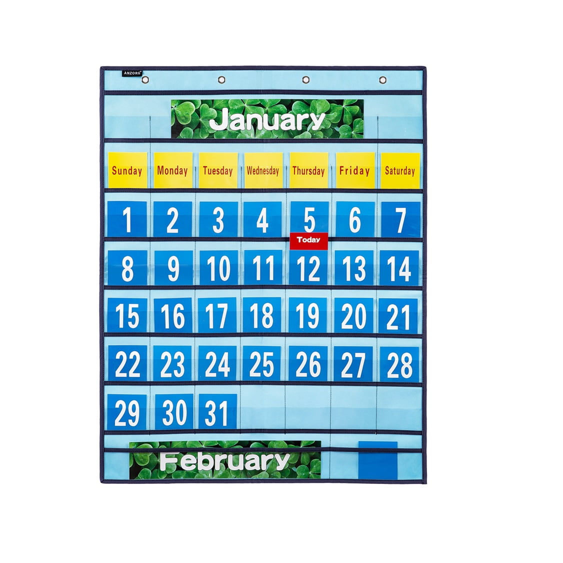 Durable Polyester Monthly Calendar Pocket Chart Kit for Classroom - 32 ...