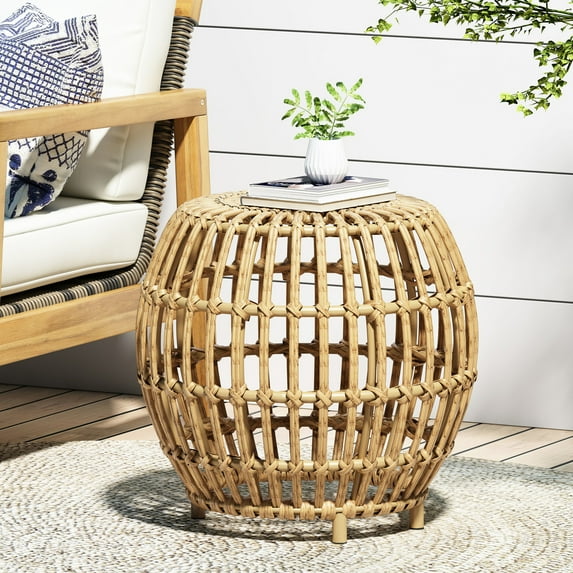 Durable Polyethylene Rattan Side Table - Blends Seamlessly with Outdoor ...