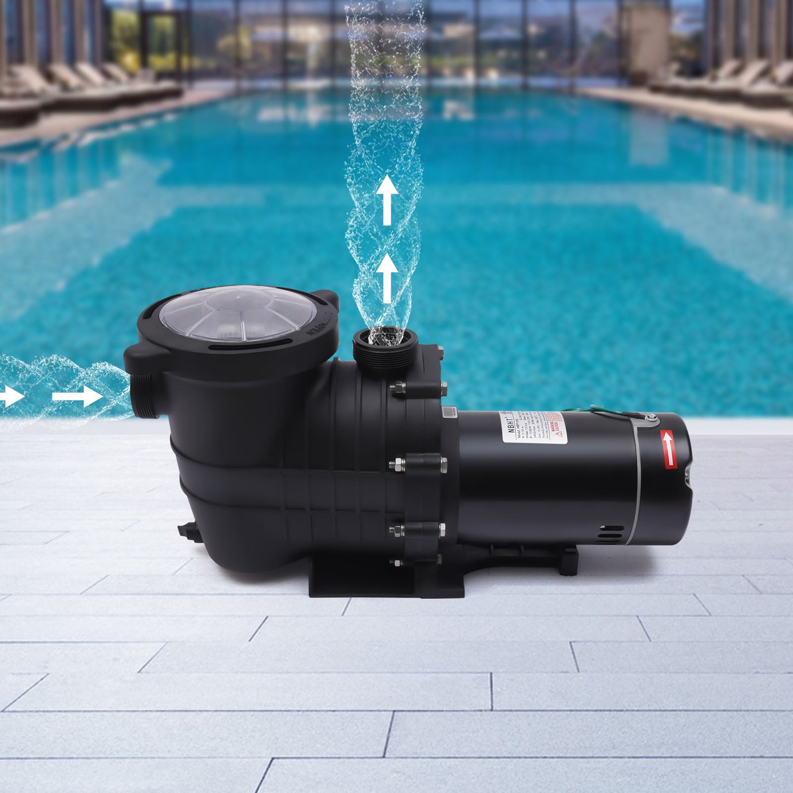 Durable Pool Pump with 1.5HP Motor, 3450 RPM, 100.4 GPM Flow Rate, UL ...