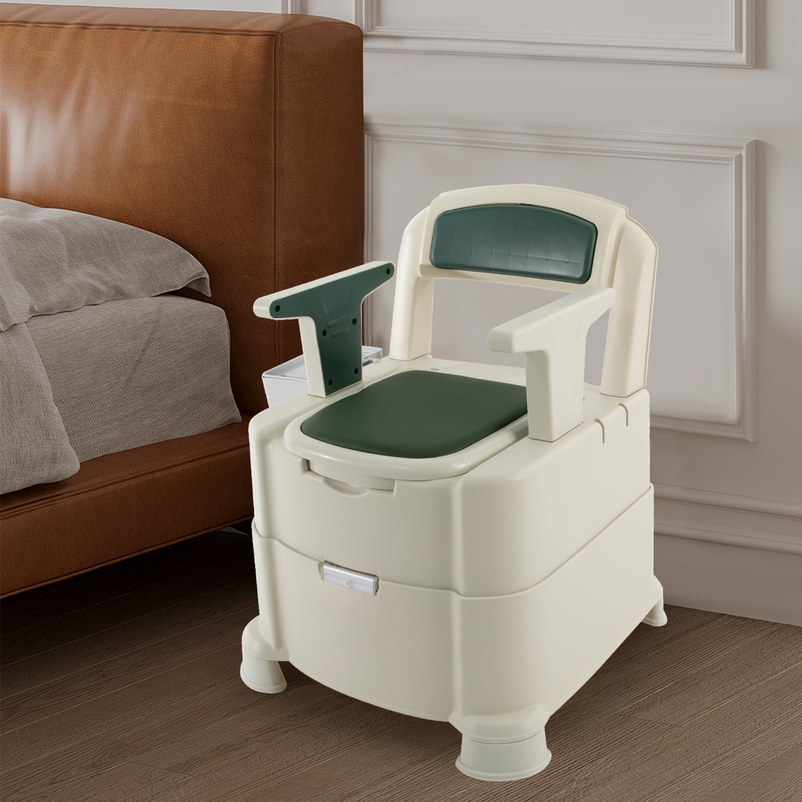 Durable Portable Bedside Commode with 440.92 lbs Capacity, Non-Slip ...