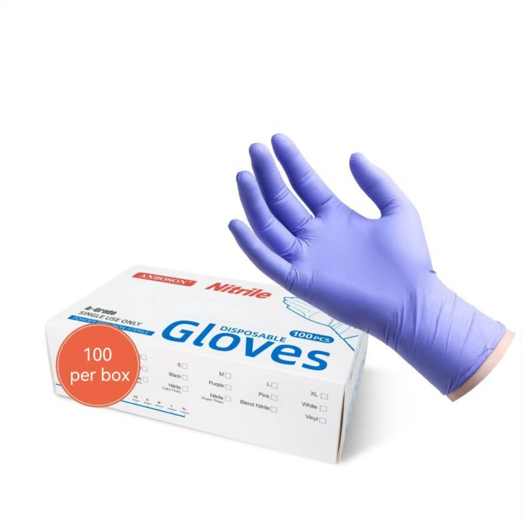 Durable Powder-Free Nitrile Exam Gloves, Large (Pack of 100) Tear and ...