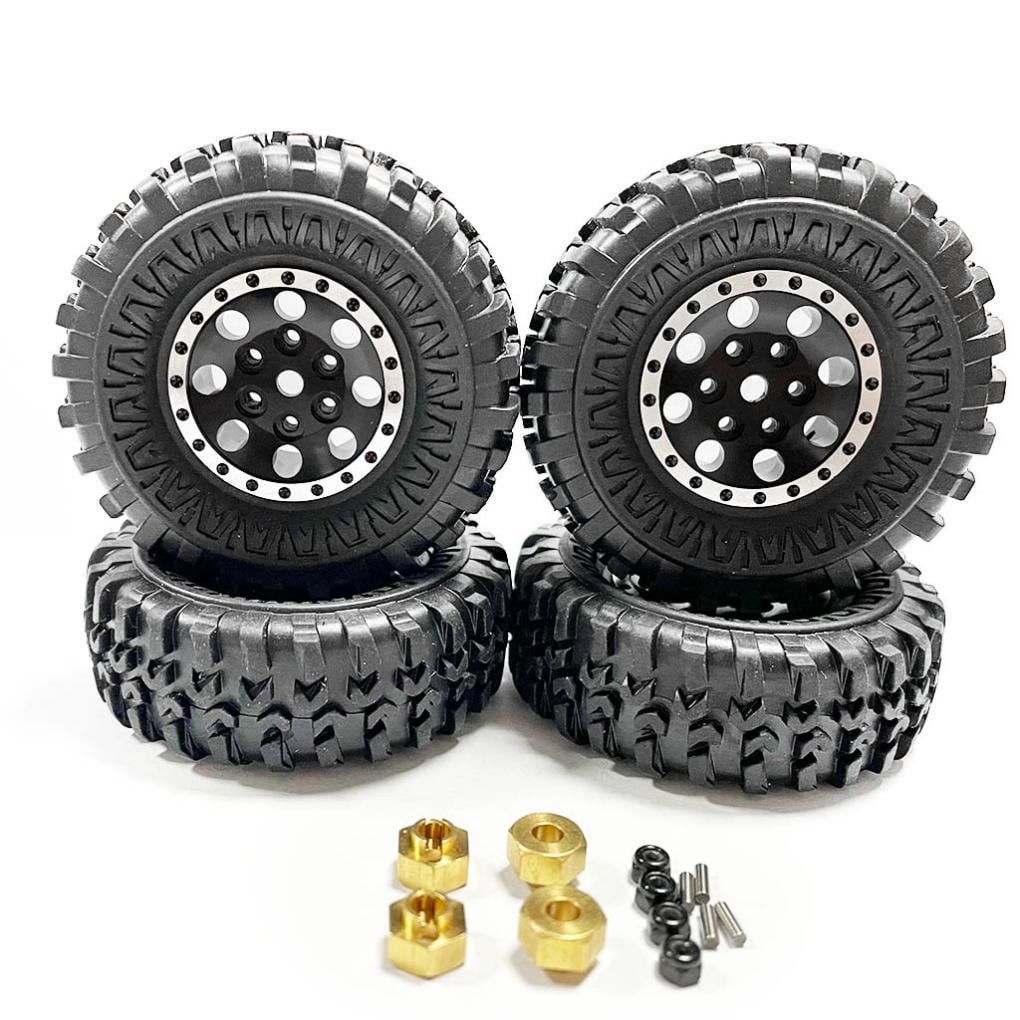 Durable RC Wheels & Tires for 1/24 Axial SCX24 - Heavy-Duty Black Crawler Tires with All-Terrain ...