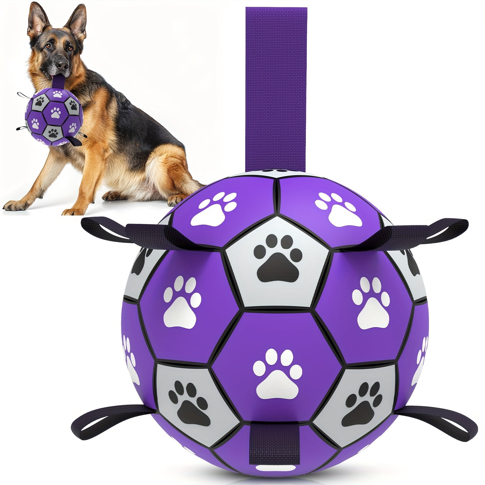 Durable Rubber Dog Soccer Ball with Straps – Chew-Resistant ...