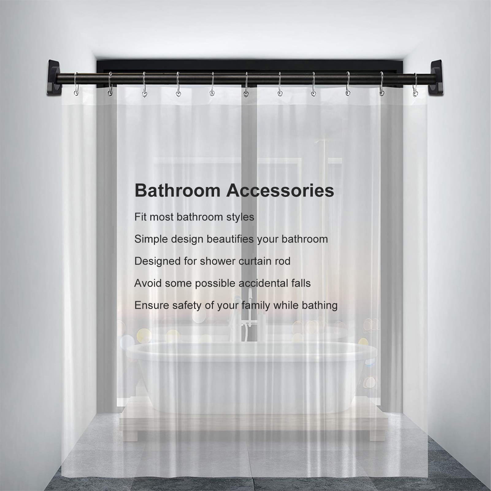Durable Shower Curtain Rod Retainer , Prevent Falls, Stylish Black ...