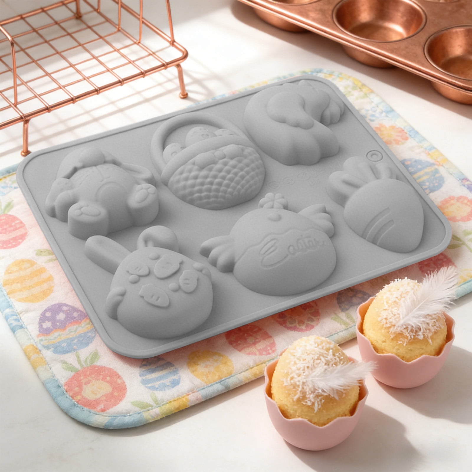 Durable Silicone Easter Cake Mould, Bunny or Egg or Carrot Shapes for ...