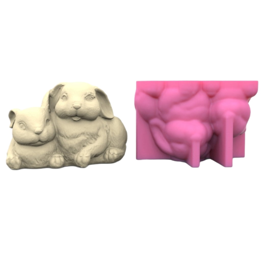 Durable Silicone Mold Double Rabbit Shaped Flower Pots Epoxy Molds ...