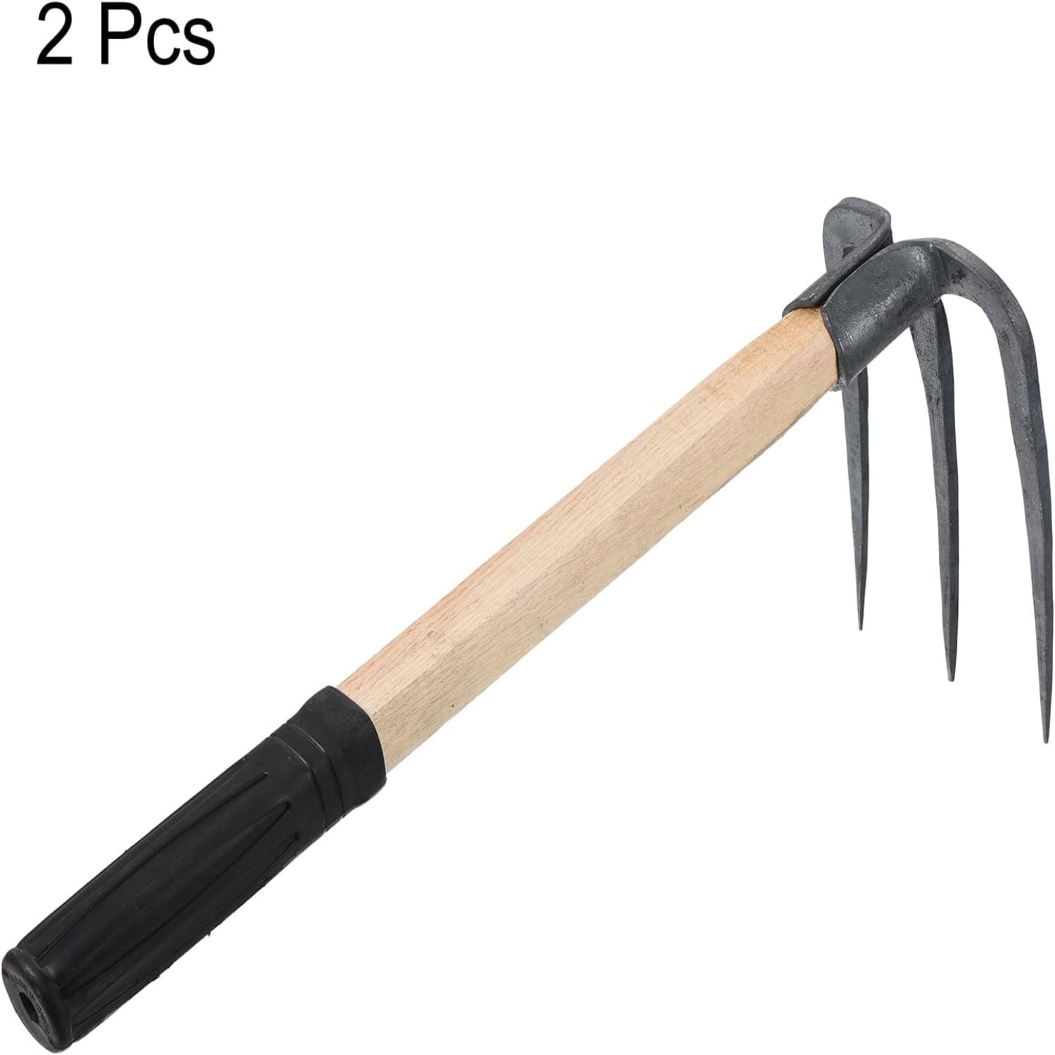 Durable Silver Long Hand Gardening Hoe with 3 Prongs - Hardened ...