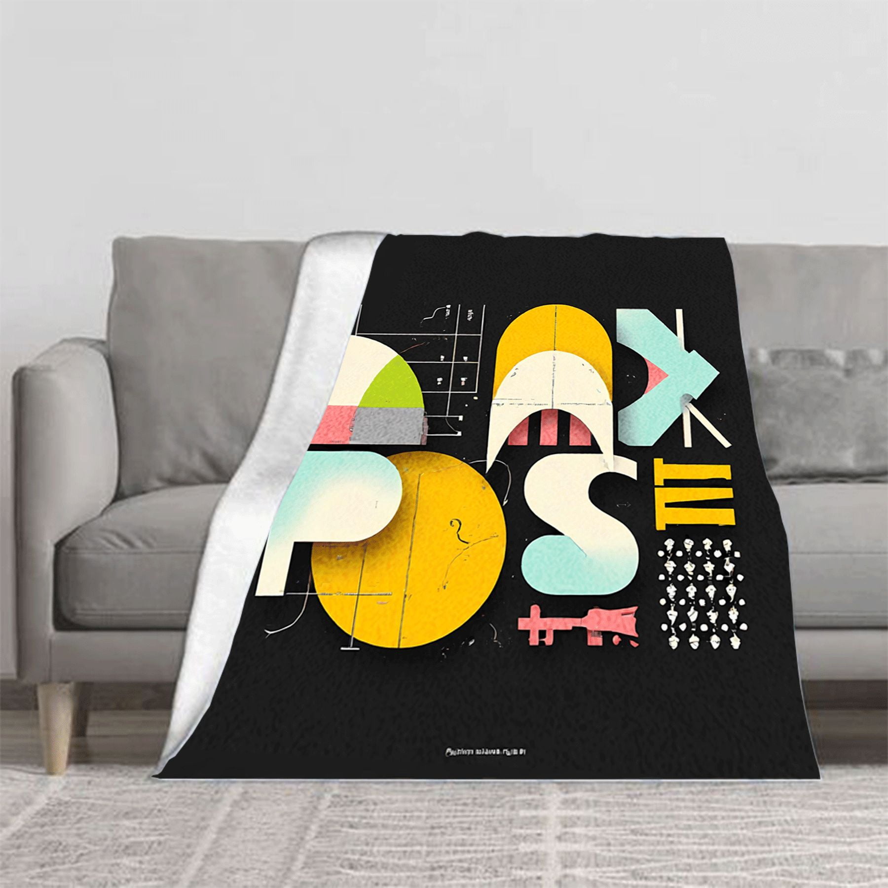 Durable Soft Flannel Blanket - Cozy Abstract Geometric Design Vibrant ...