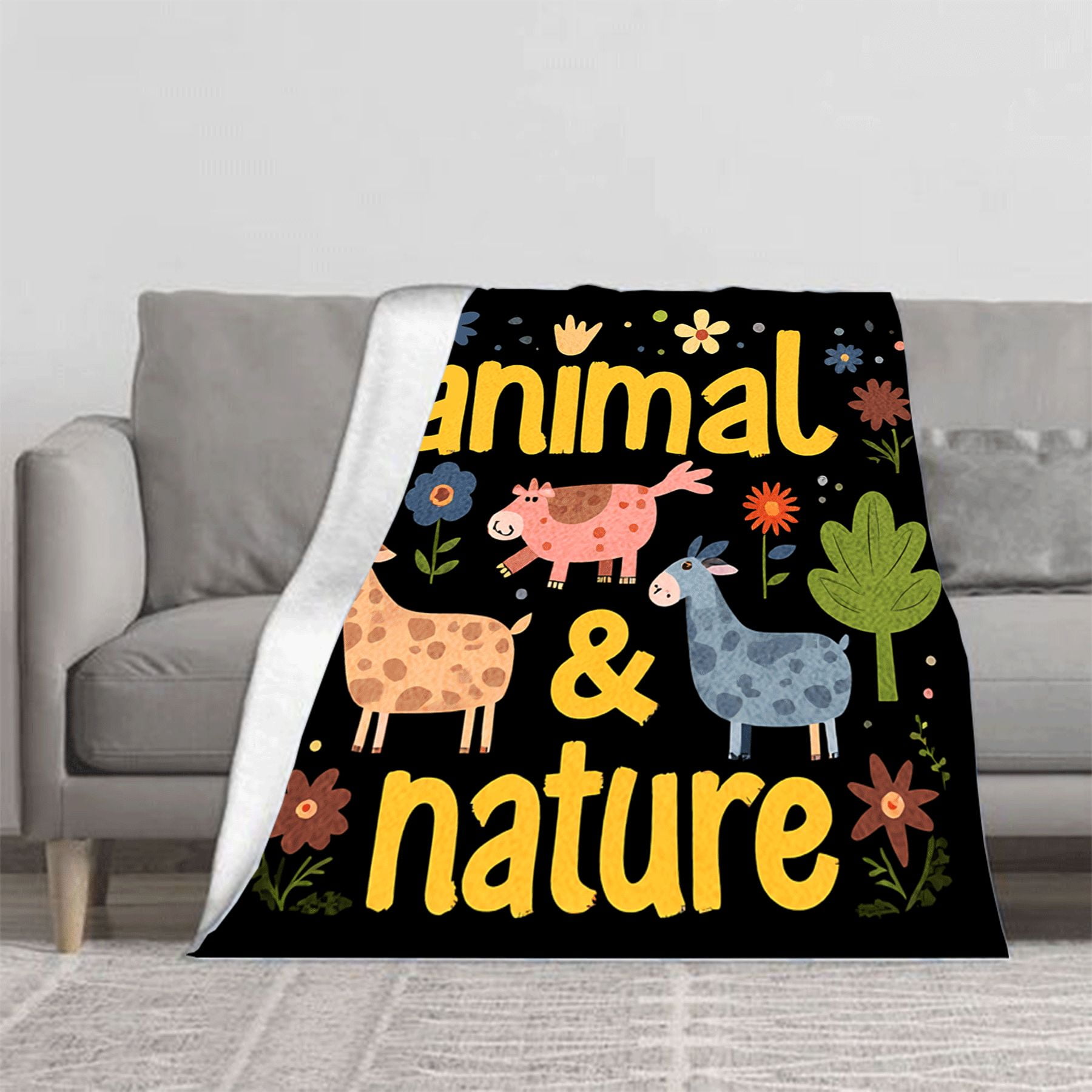 Durable Soft Flannel Blanket - Cozy Animal & Nature Design with Giraffe ...